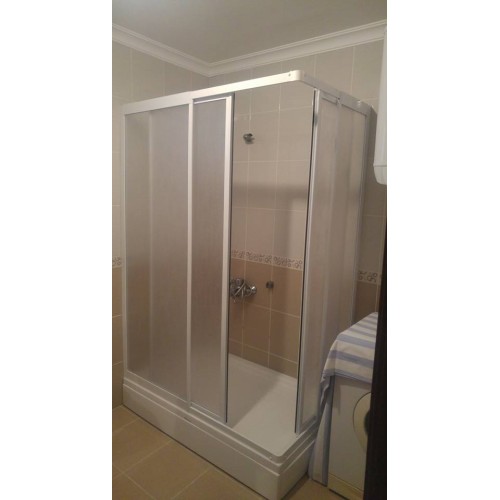 Mika Duşakabin ND302 | Beyaz Profilli, Buzlu Mika Camlı Duşakabin - Nokta Duş